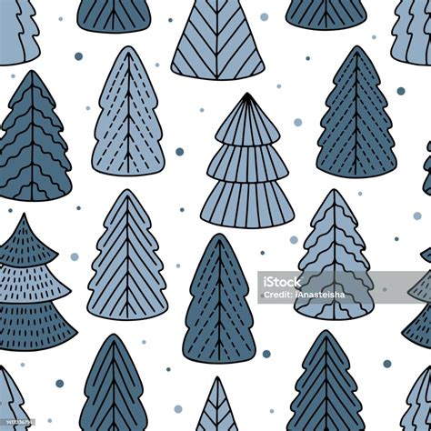인사말 카드를위한 원활한 크리스마스 트리 패턴 포장 용지 원활한 겨울 패턴 크리스마스에 대한 스톡 벡터 아트 및 기타 이미지 크리스마스 편집 가능한 스트로크 0명