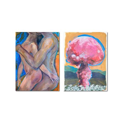 Intimate Sex Couple And Pink Atomic Bomb Explosive Duet Of Original