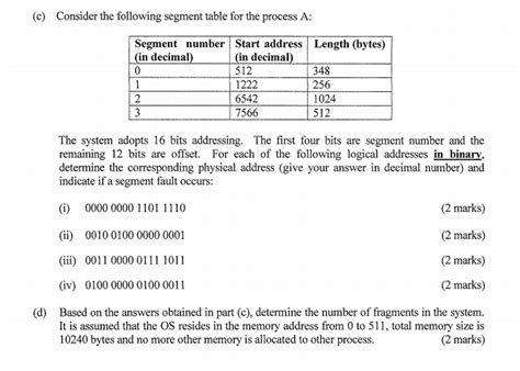 Solved Consider The Following Segment Table For The Process Chegg
