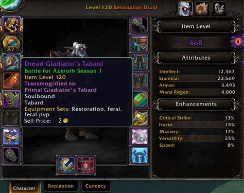 Sold Ilvl468 Gladdruid Dread Glorious Primal Illusion 2x Glad Tab