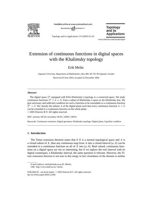 Pdf Extension Of Continuous Functions In Digital Spaces With The