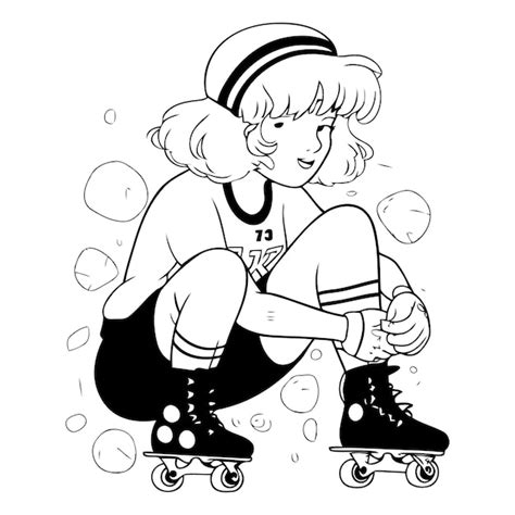 Premium Vector Beautiful Girl On Roller Skates In Cartoon Style
