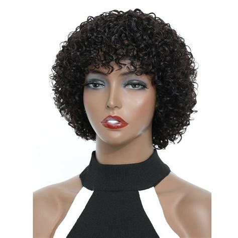 Short Human Hair Wigs For Black Women 150 Density Short Wigs For Middle Aged Ebay Short