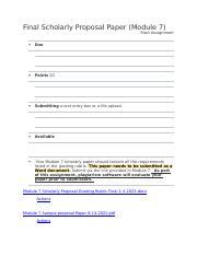 FINAL Docx Final Scholarly Proposal Paper Module Start Assignment Due Points Submitting