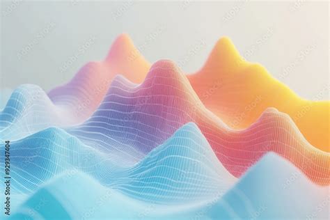 D Graph With Colorful Peaks And Gridlines Representing Complex Digital Data Visualization On