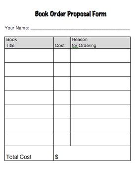 Free Book Order Proposal Real Life Problem Solving For Classroom Library
