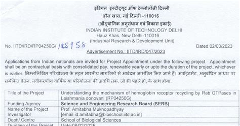 Iit Delhi Cell Biology Research Associate Vacancy