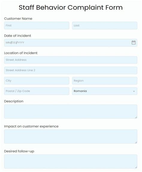 customer complaint form template 123formbuilder