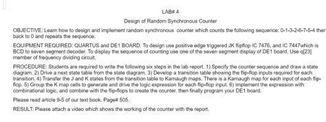 solved lab 4 design of random synchronous counter