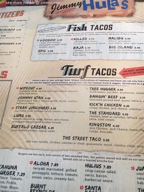 Online Menu Of Jimmy Hulas Restaurant Jacksonville Florida 32225 Zmenu
