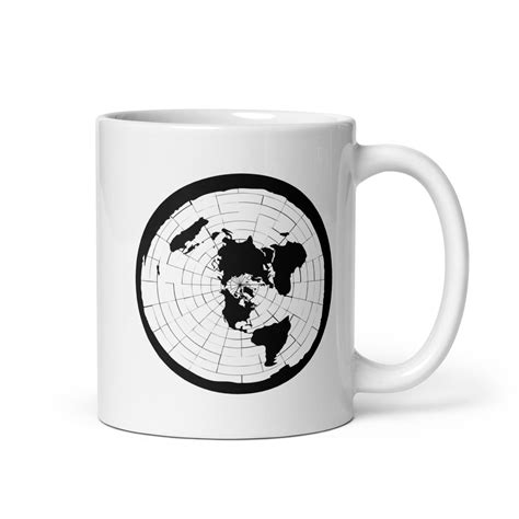 Flat Earth Map Mug White Glossy Fe Gear
