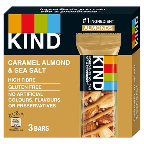 Kind Caramel Almond And Sea Salt Snack Bars Multipack 3 X 30g Ocado