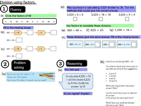 Four Operations Division Using Factors Year 6 Teaching Resources