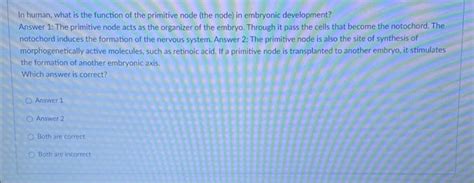 Solved In Human What Is The Function Of The Primitive Node Chegg
