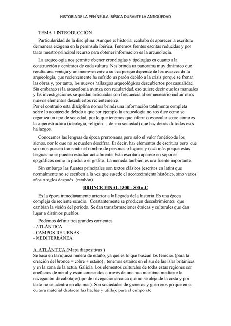 Apuntes completos Historia Antigua de la Península Ibérica TEMA INTRODUCCIÓN Particularidad