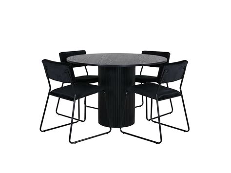 Biancarobl Ensemble Table Table Noir Et 4 Kenth Chaises Velours Noir