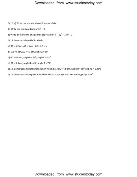 314785520 Cbse Class 7 Maths Worksheet Algebraic Expression 2 1 Pdf