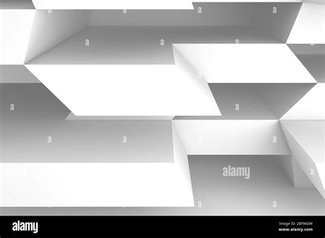 Abstract white geometric background, parametric pattern on the wall, 3d rendering illustration ...