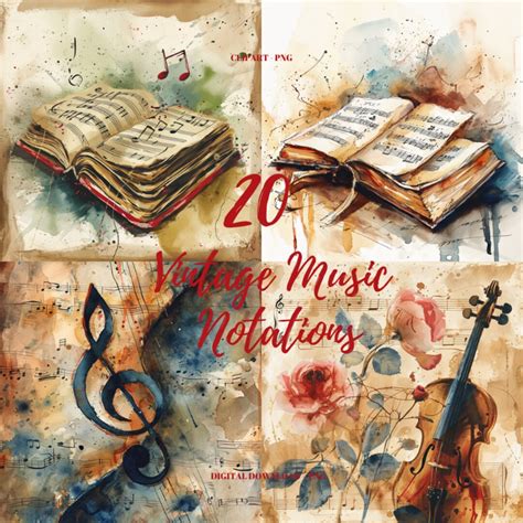 Music Notation Clipart Png 20 Vintage Musical Notation Images Instant