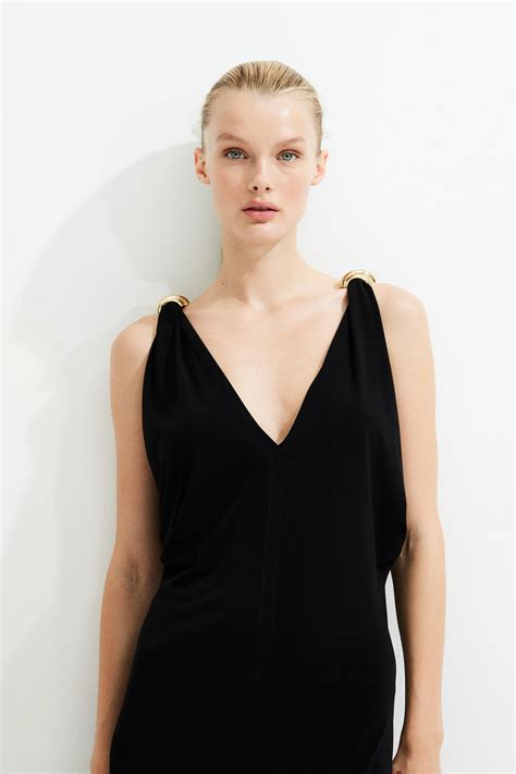 V Neck Dress Black Ladies Handm Gb