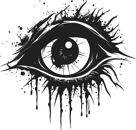 Creepy Undead Vision Vector Zombie Eye Emblem Horrifying Stare Black
