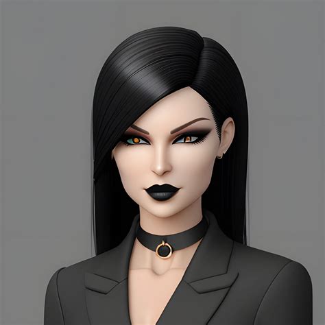 Beautiful Black Shoulder Length Haired Business Woman With Black