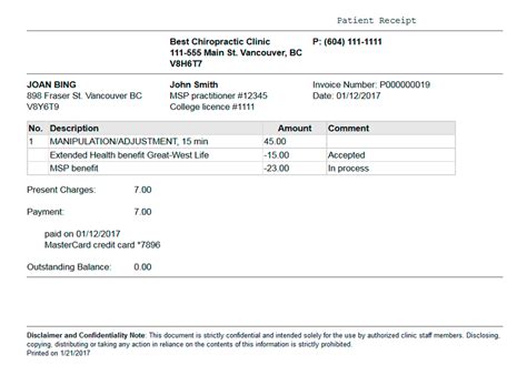 Chiropractic Invoice Template