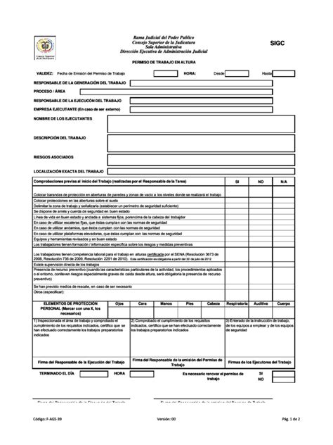 Qdoc Tips Formato Permiso De Trabajo En Alturas Pdf