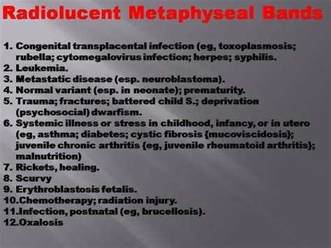 Radiolucent Metaphyseal Band Review Radiology Classroom