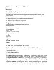 Lab 2 Separation Of Components Of Mixture Pdf Lab 2 Separation Of Components Of Mixture