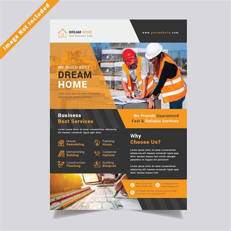Modèle De Conception De Flyer De Construction Vecteur Premium