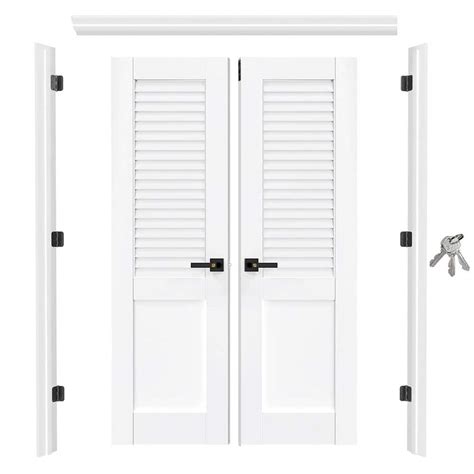 Tenoner 48 In X 80 In Top Louver Bottom Panel Primed Wood Doors With