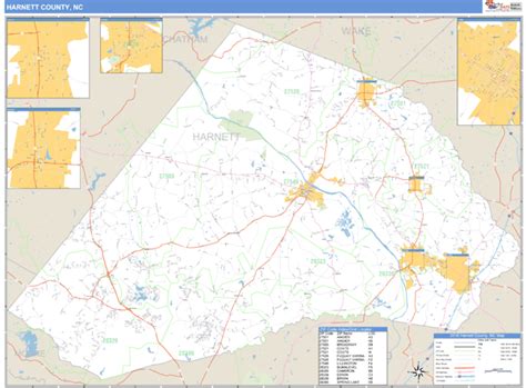 Harnett County North Carolina Zip Code Wall Map Map