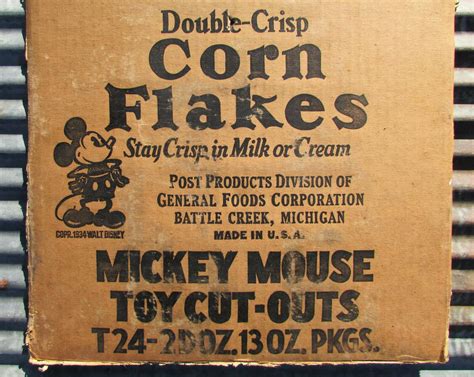 1934 Mickey Mouse Post Toasties Cardboard Box Case Sign Walt Disney Toy