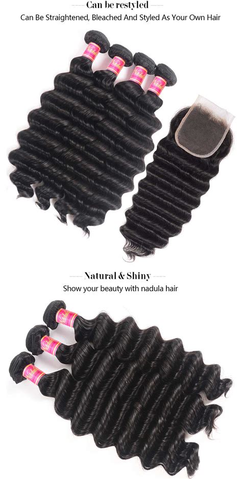 3 Bundles Loose Deep Wave Bundles With 4x4 Lace Closure Nadula Soft