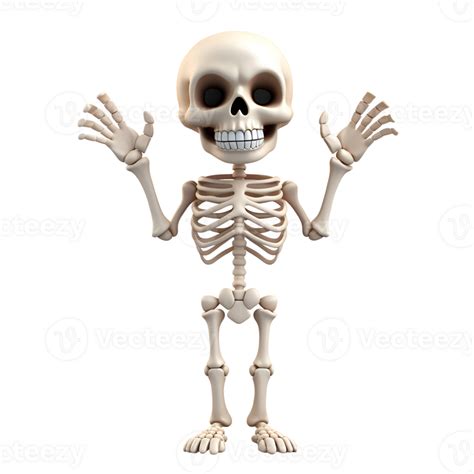 Halloween Skeleton 3d Cartoon No Background Perfect For Print On Demand