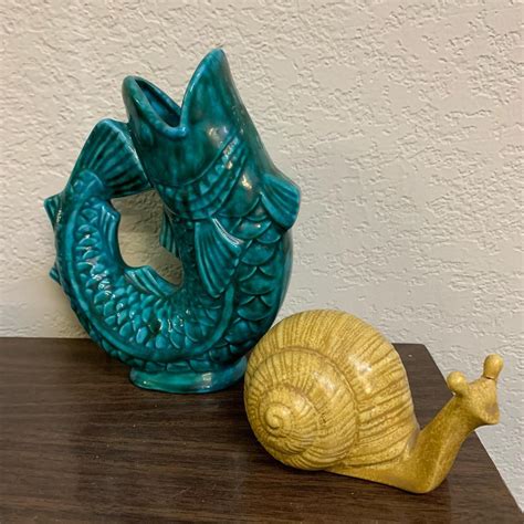 Cute Vintage Ceramic Accent Decor Pieces Ceramic Fish Vase And Ceramic