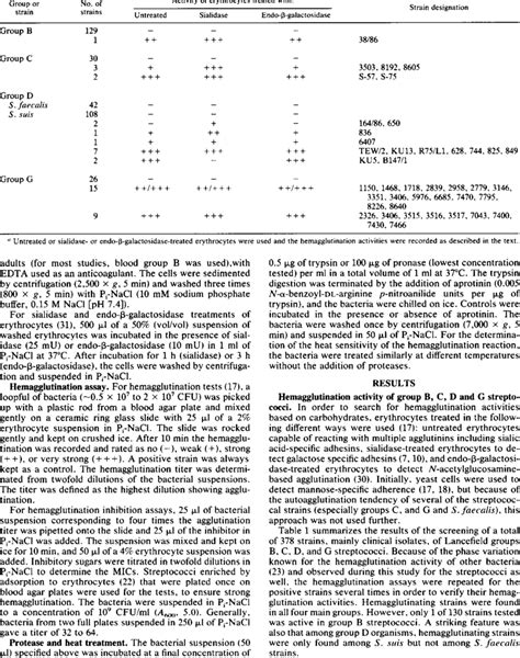 Hemagglutination Activities Of Streptococci Of Different Lancefield