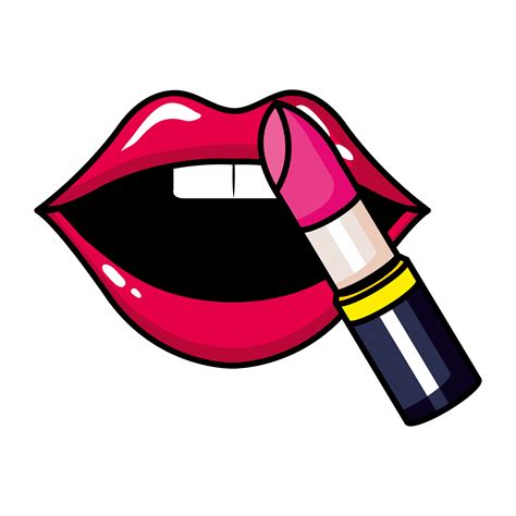 Lipstick With Sexy Mouth Pop Art Style Icon 4476574 Vector Art At Vecteezy