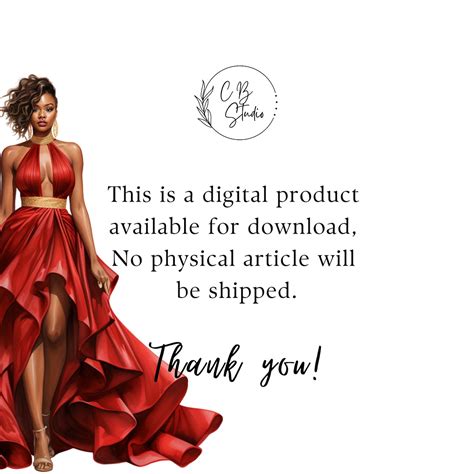 Red Party Dress Clipart Watercolor Fashion Illustration Women In