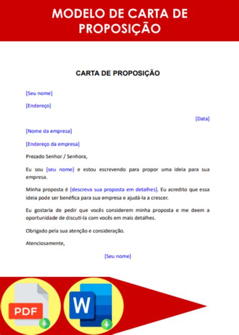 Modelo De Carta De Proposi O Formato Word