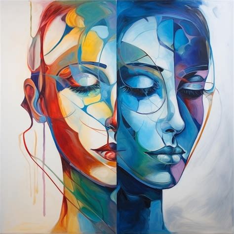 Premium Photo Merging Expressions Two Conjoined Faces In Abstract Art Embellishing Love