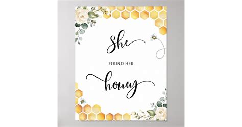 Bee She Found Her Honey Bridal Shower Poster Zazzle