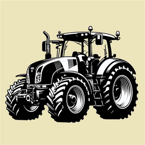 Black And White Vector Tractor At Charlotte Revell Blog
