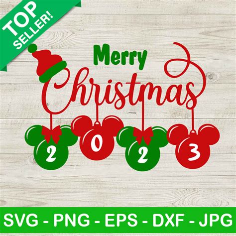 Merry Christmas 2023 Mickey Ornament Svg Christmas 2023 Svg Mickey