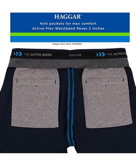 Haggar Mens The Active Series Straight Fit Performance Stretch Solid