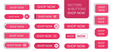 The Shop Now Is A Set Of Simple Modern Buttons Push Button For An Application Advertisement