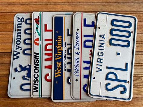 5 Sample State License Plates Aumann Auctions Inc