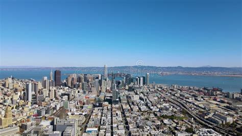 San Francisco Skyline Aerial View Drone Pan Left Stock Footage Video