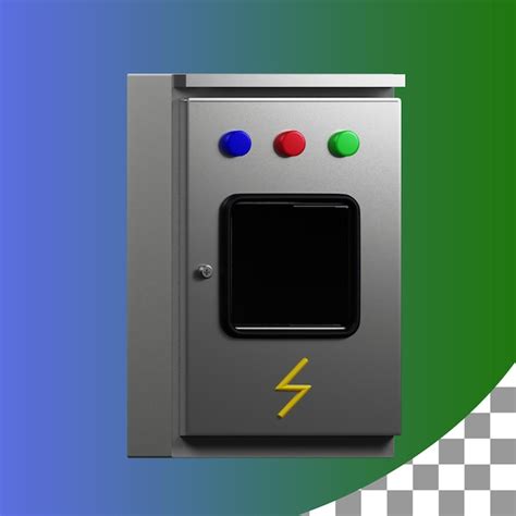 Premium Psd 3d Icon Of Electrical Box Panel With Blue Red Green Electric Light Indicator